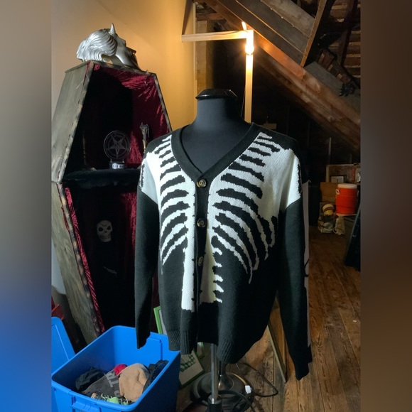 SHENHE | Sweaters | Shenhe Mens Unisex Xl Skeleton Cardigan Sweater ...